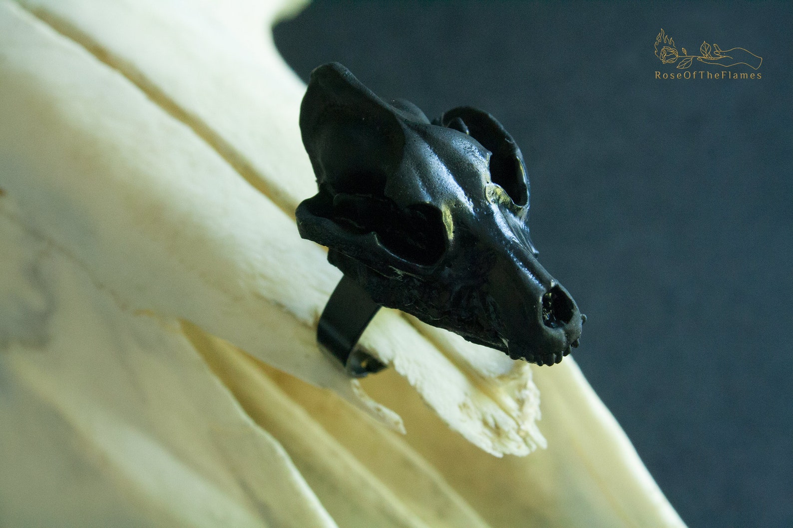 Wolf Black Skull Ring Pagan Witch Wicca Goth Gothic Jewelry - Etsy
