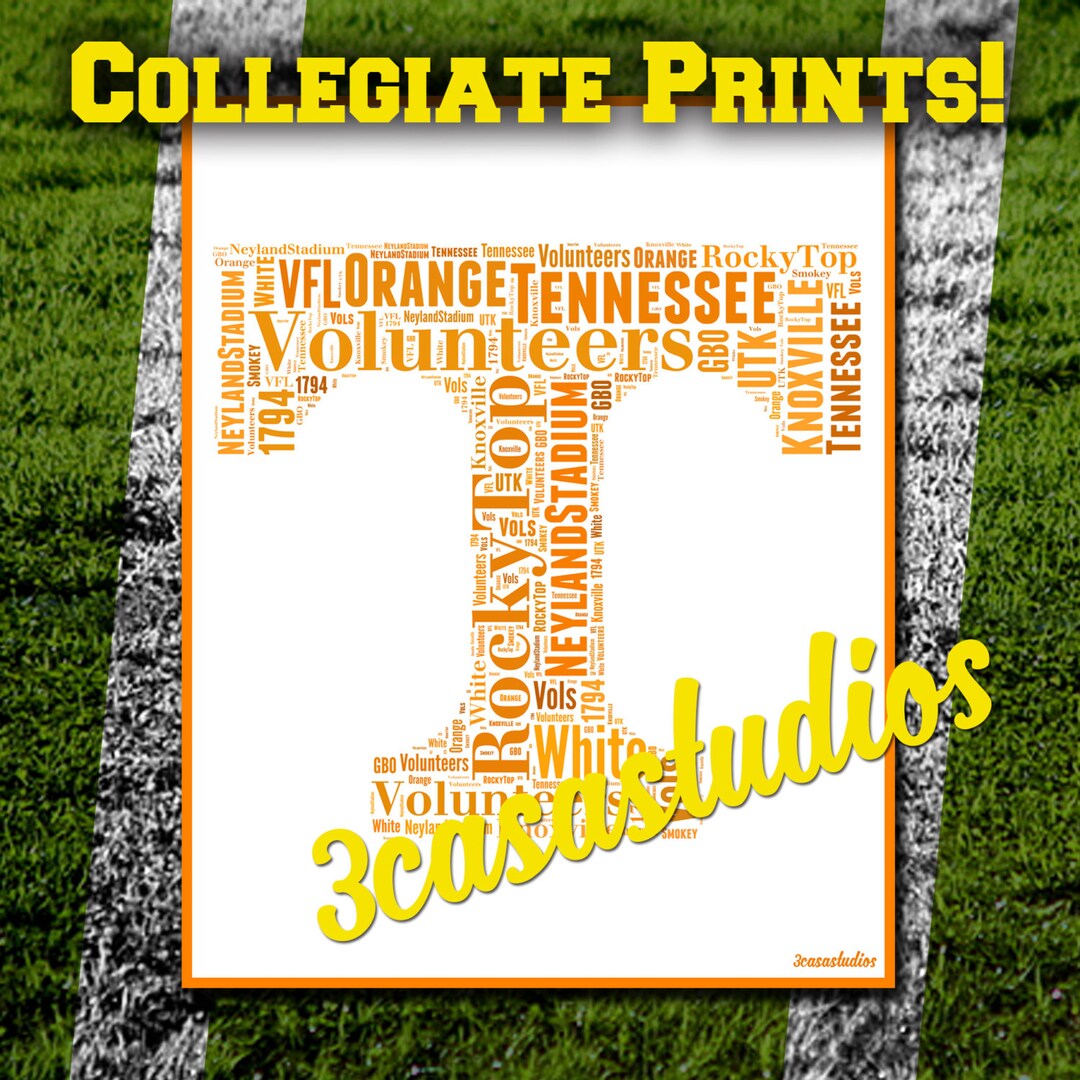 Collegiate Print- UT Knox/university of Tennessee: College Typographic ...
