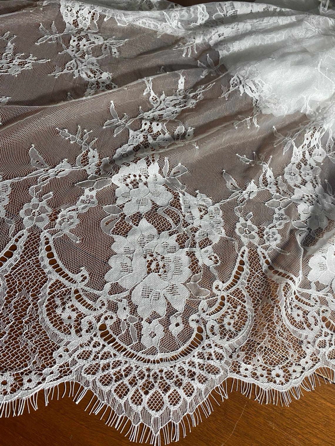 Soft White Eyelash Lace Rose Bouquet Pattern - Gorgeous Lg Double Sided ...