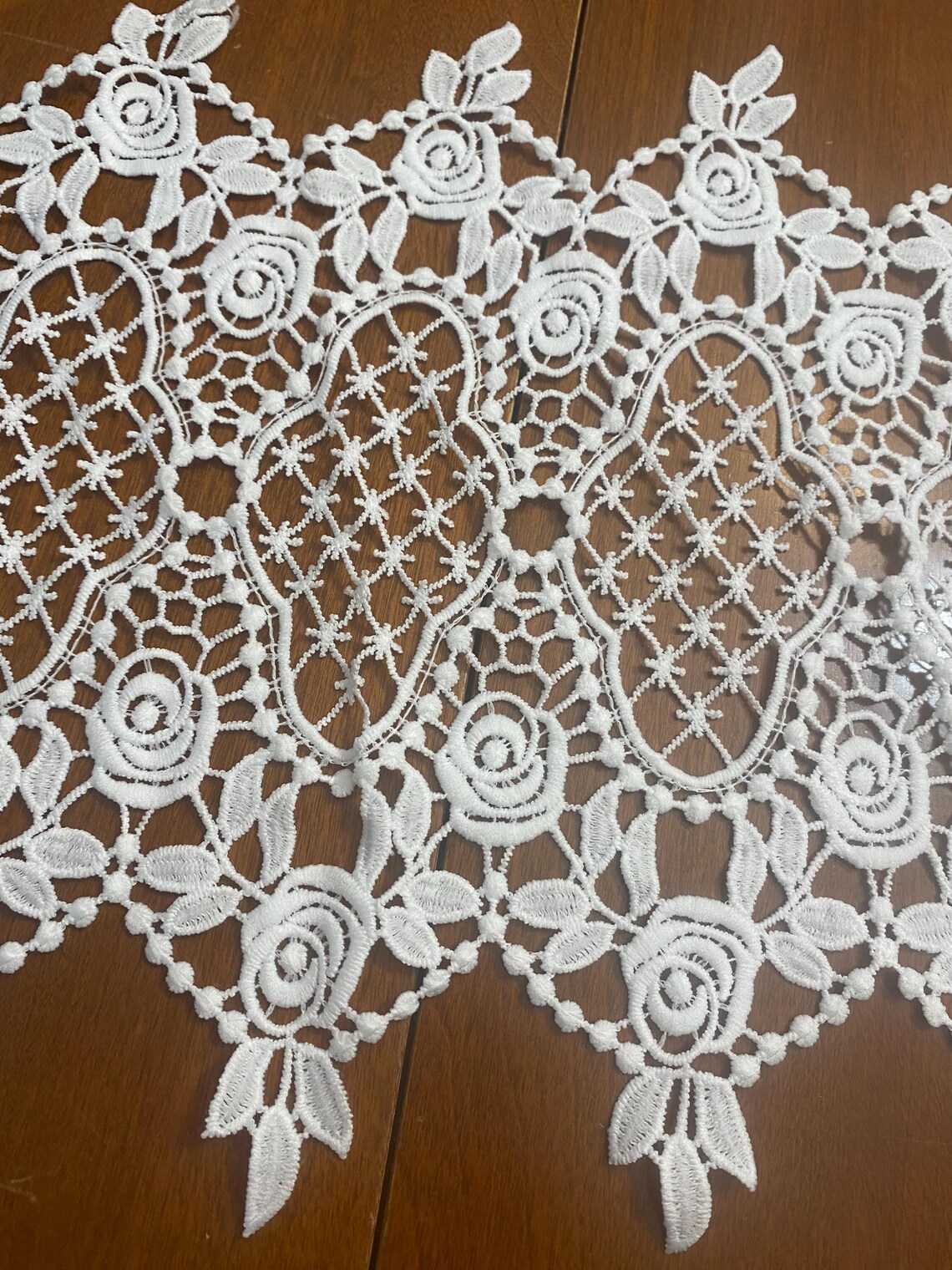 White Crochet Lace Trim Wide Lace Cotton Crocheted Lace Wedding Gown ...