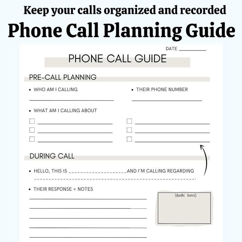 Call Plan Template - Etsy