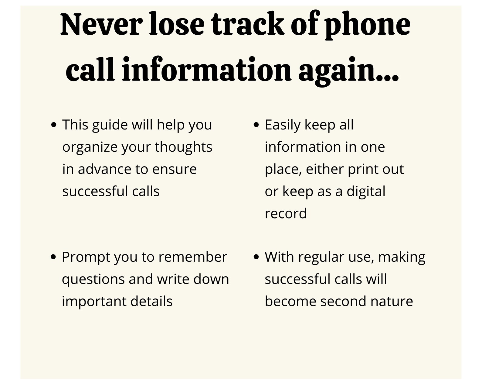 Phone Call Guide to Plan and Record Calls|phone Call Cheat Sheet|phone ...