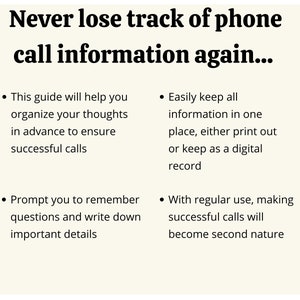 Phone Call Guide to Plan and Record Calls|phone Call Cheat Sheet|phone ...