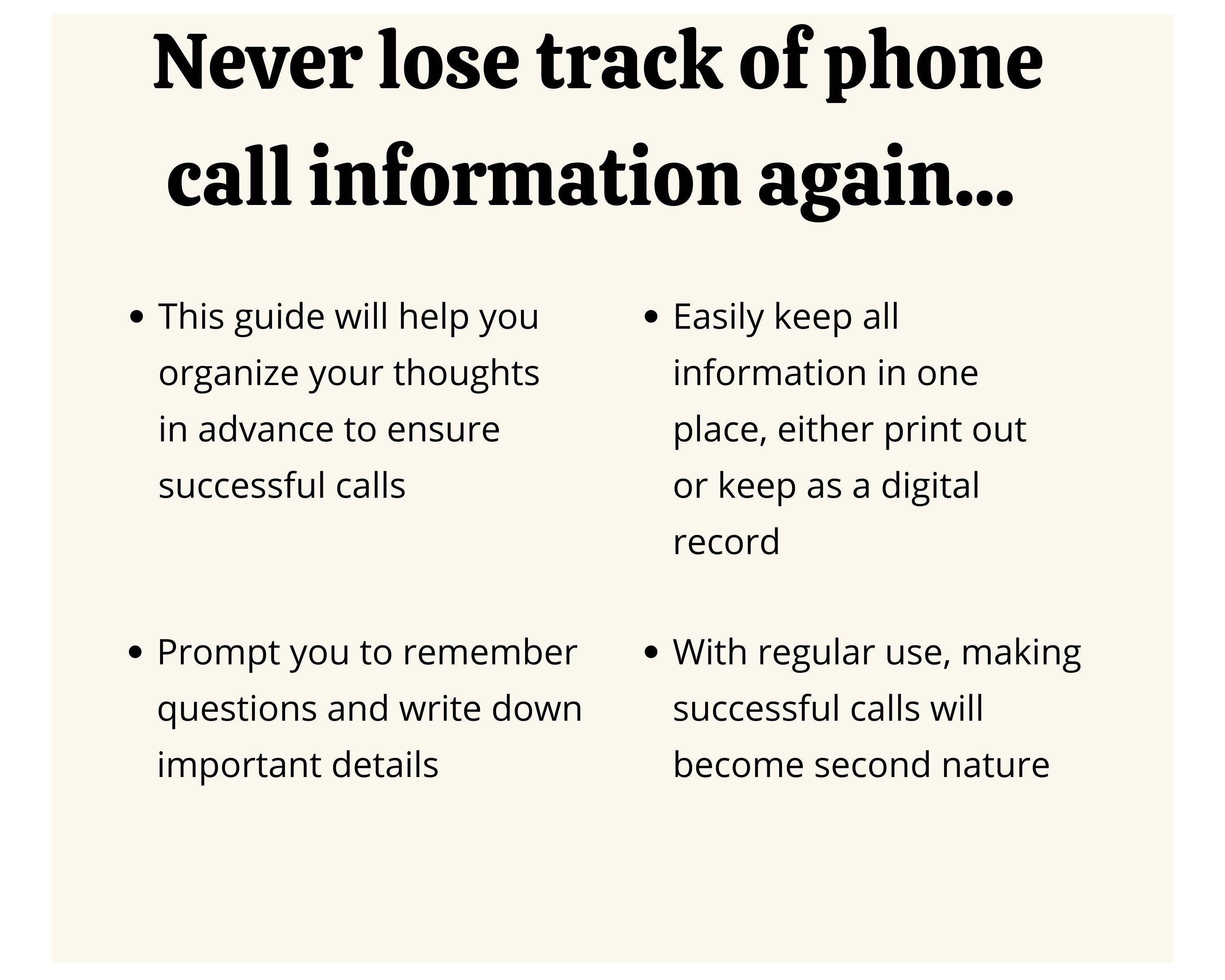 Phone Call Guide to Plan and Record Calls|phone Call Cheat Sheet|phone ...