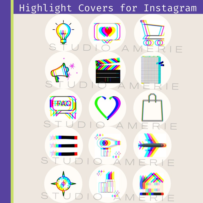 Neon Instagram Story Highlight Coverssocial Media Highlight Cover ...