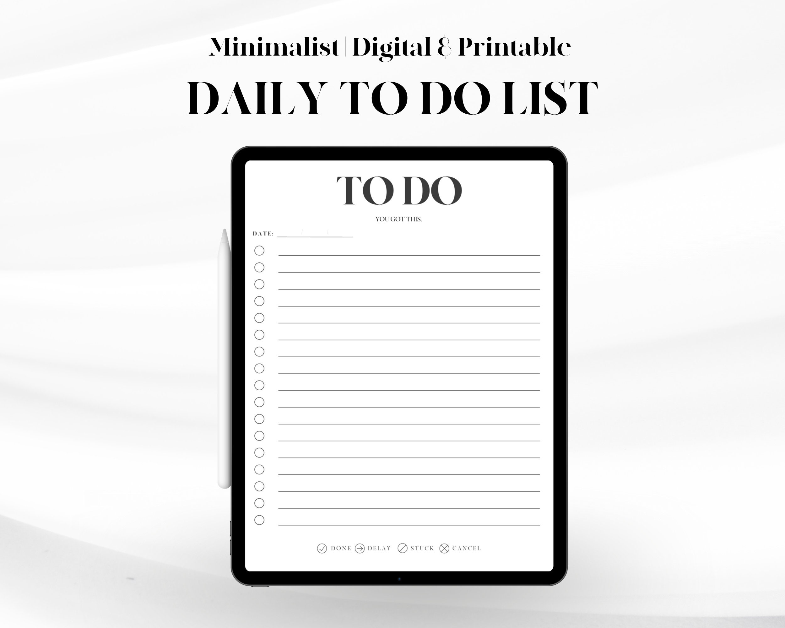 Minimalist Daily to Do List | Digital Planner Template | Daily Check ...