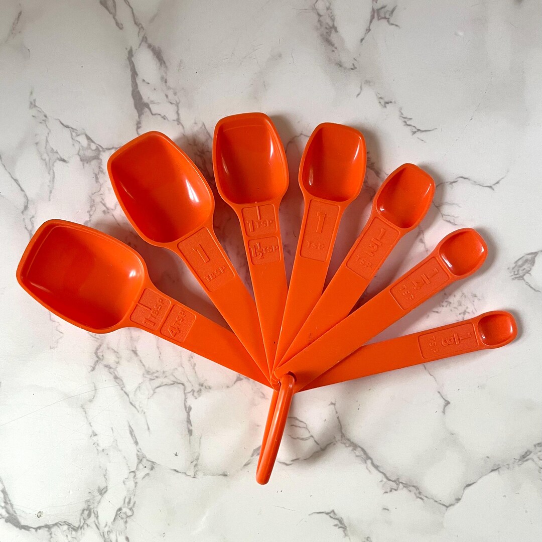 Vintage Tupperware Measuring Spoons Orange Set of 7 | Kitchen Tools ...