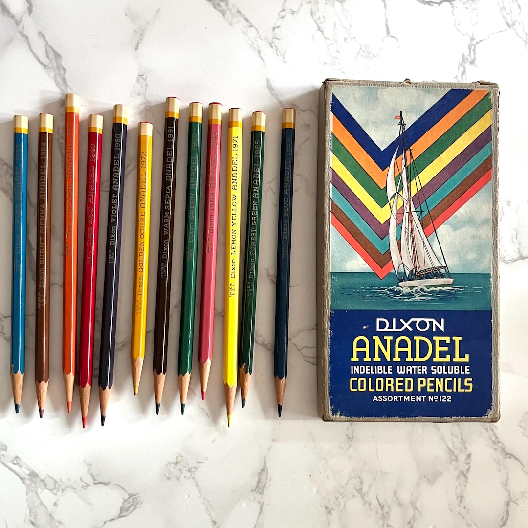 Vintage Dixon Anadel Colored Pencils: Collectible Art Set of 12 - Etsy