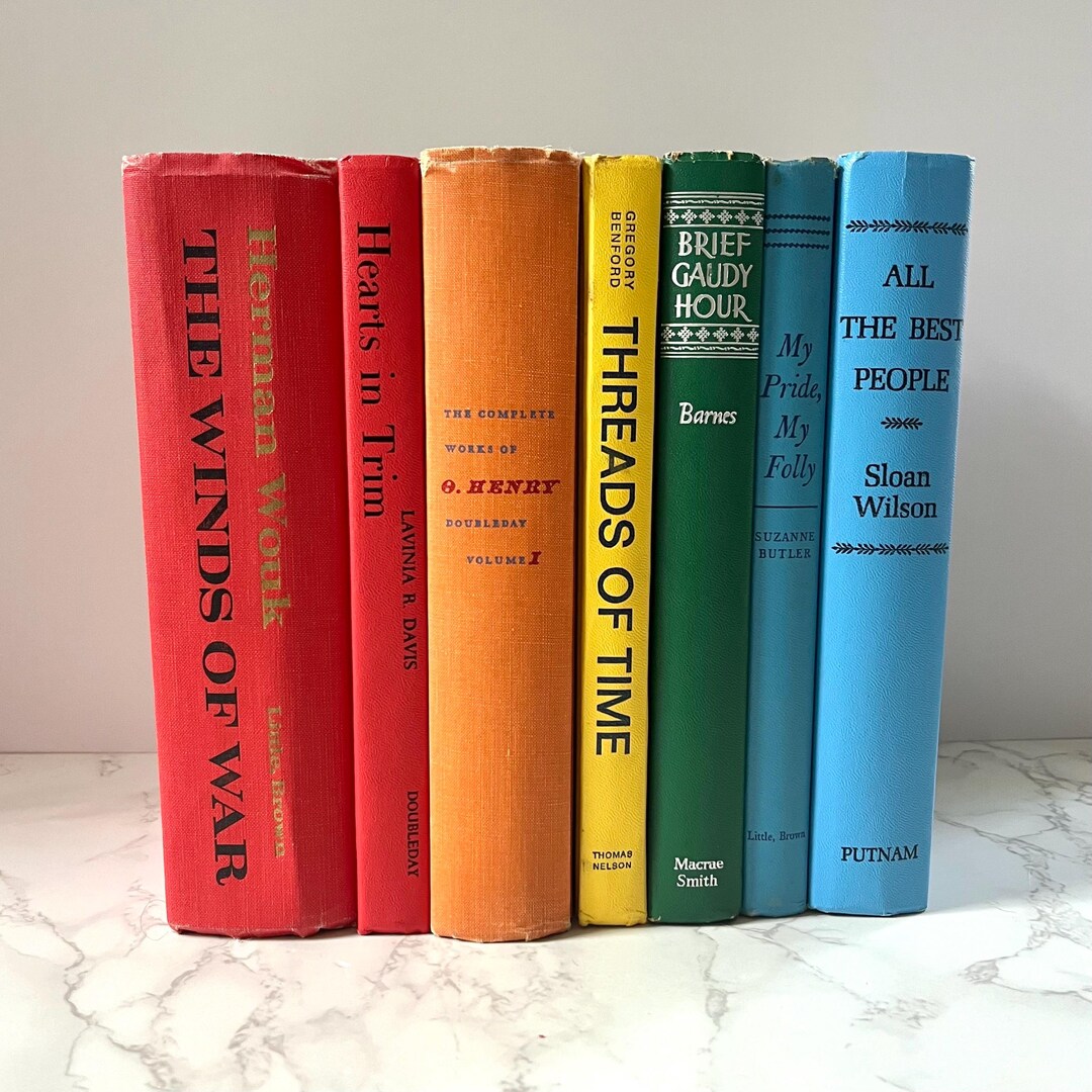 Vintage Decorative Books Rainbow Colors Set of 7 | Library Shelf Decor ...