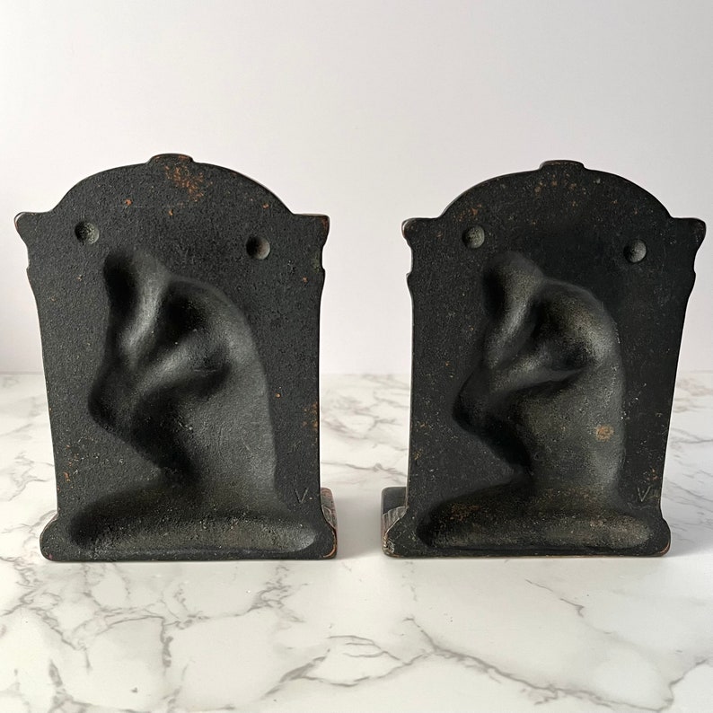 Vintage the Thinker Bookends Cast Iron With Copper Plating | 1920s ...