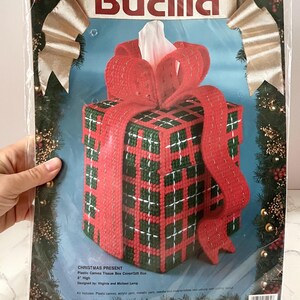 Vintage Bucilla Needlepoint Christmas Tissue Cover Kit: 1990s ...