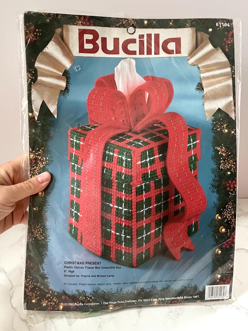 Vintage Bucilla Needlepoint Christmas Tissue Cover Kit: 1990s ...