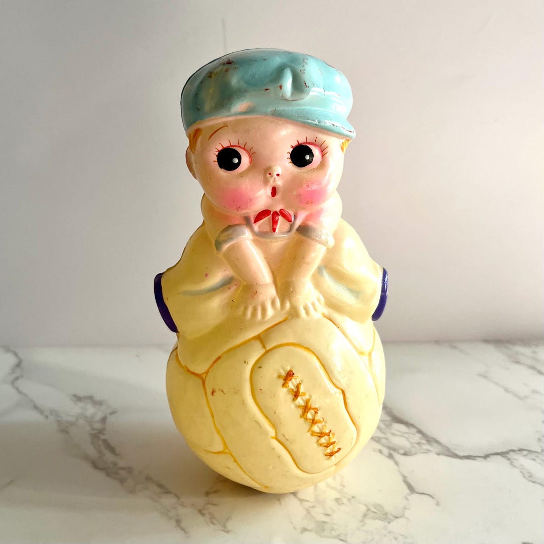 Vintage Celluloid Roly Poly Toy Boy With Baseball Dolly Dingle or ...
