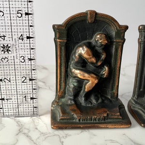 Vintage the Thinker Bookends Cast Iron With Copper Plating | 1920s ...