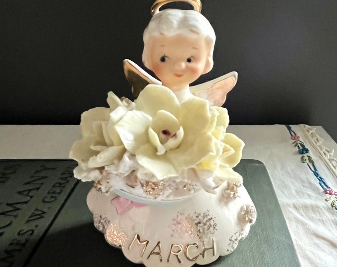 Lefton March Angel Made in Japan | Geo Z #489 Daffodil Aquamarine ...