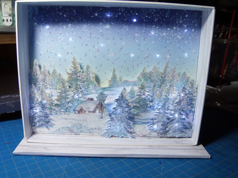 Lighted 3D Winter Scene Shadow Box: Cozy Cottage Decor (8x10 Inch) - Etsy