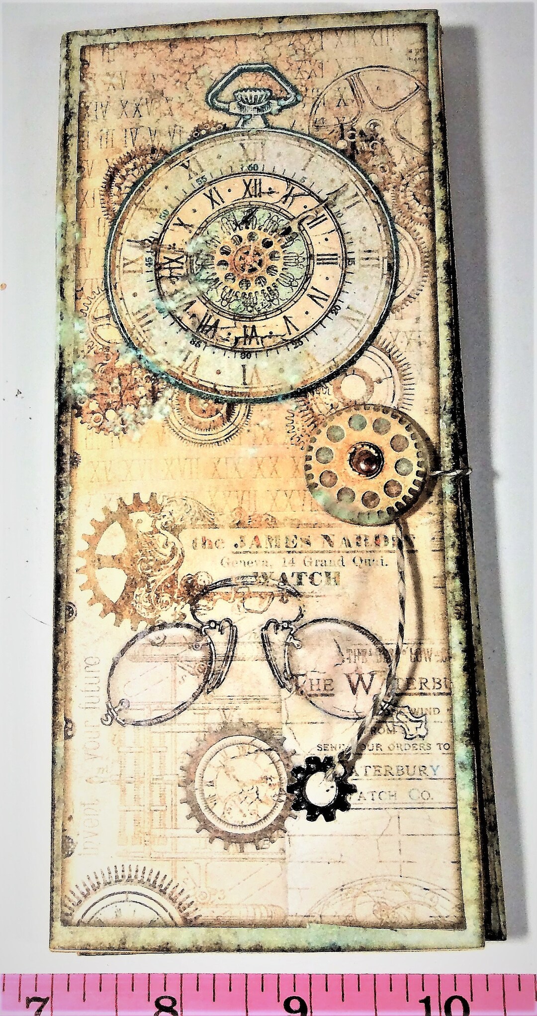 Photo Album Mini Folio, Journal, Steampunk , Tri-fold Scrapbook With ...