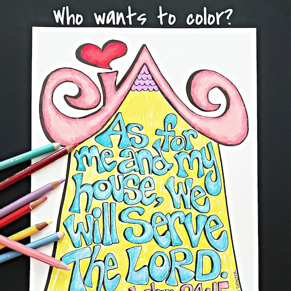As for Me and My House We Will Serve the Lord Coloring Page - Etsy