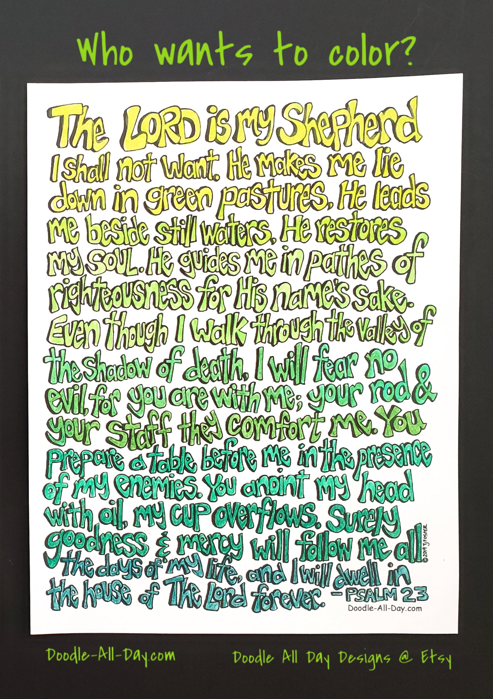 23rd Psalm Coloring Sheet, Coloring Page, Coloring Download, Psalms to ...