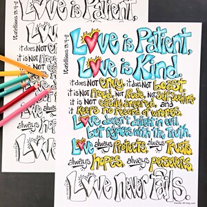LOVE is Patient, LOVE is Kind... Bible Verse to Color - Etsy
