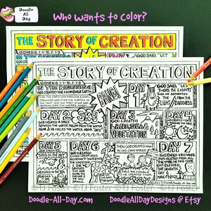 The Creation Story Scripture Coloring Printable - Etsy