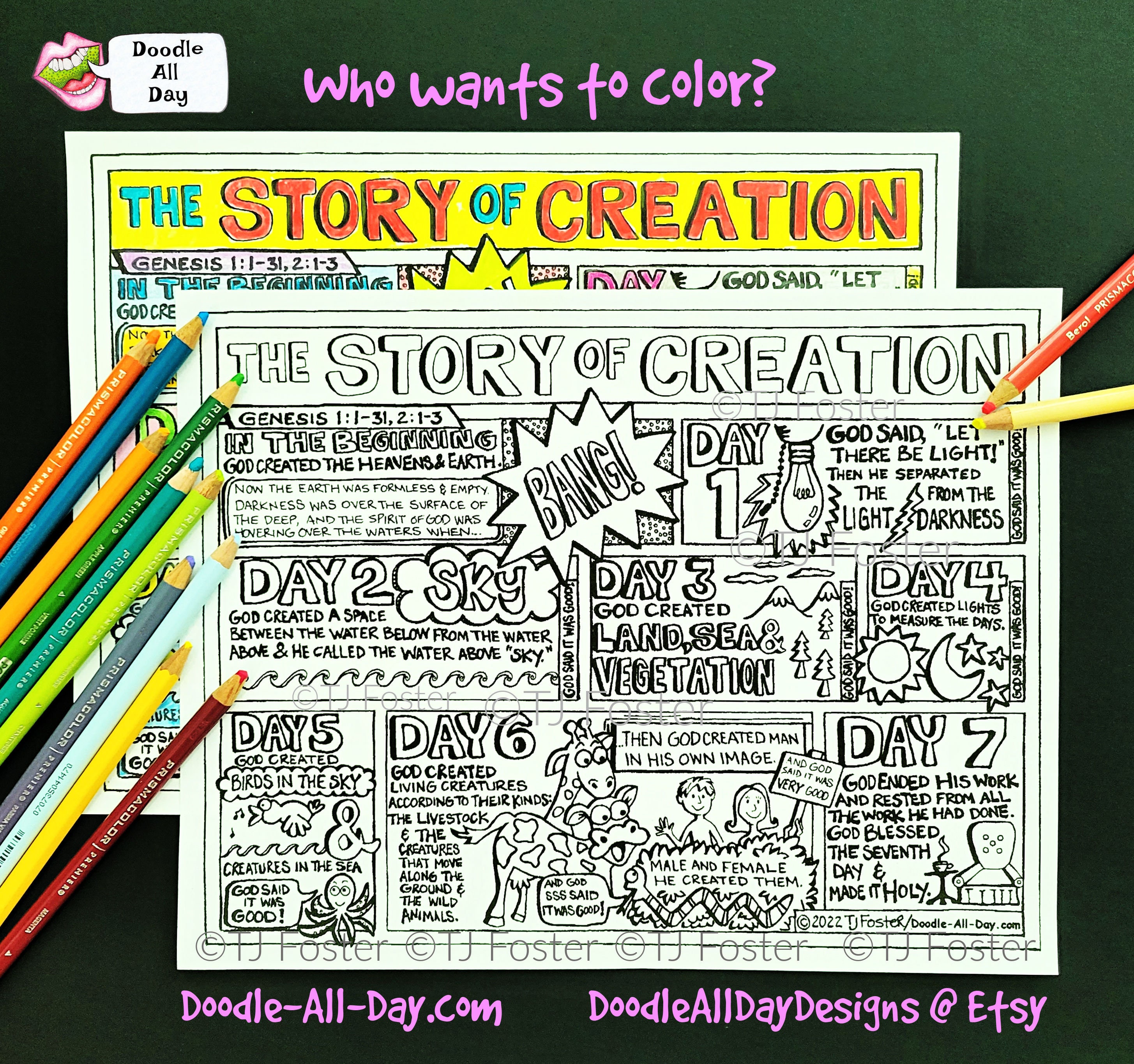 The Creation Story Scripture Coloring Printable - Etsy