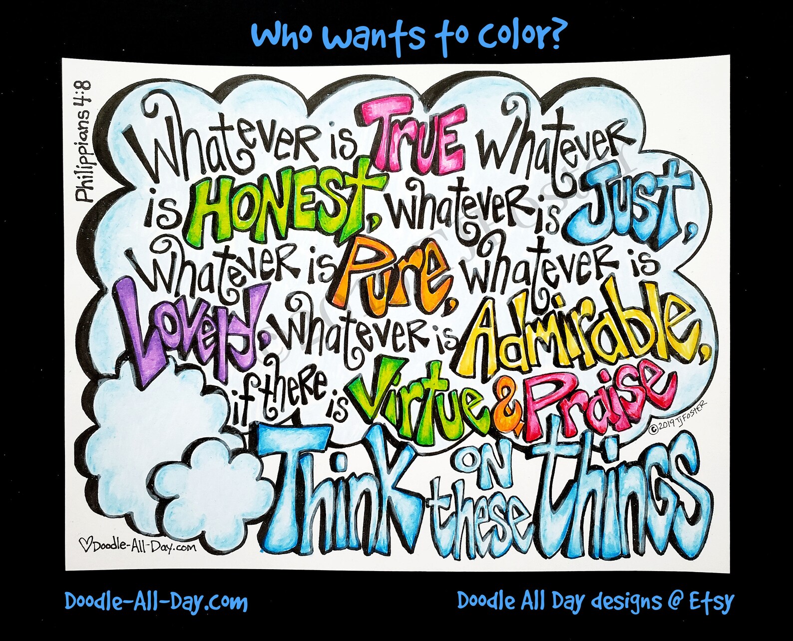 THINK on These Things Coloring Page, Coloring Download, Philippians 4:8 ...