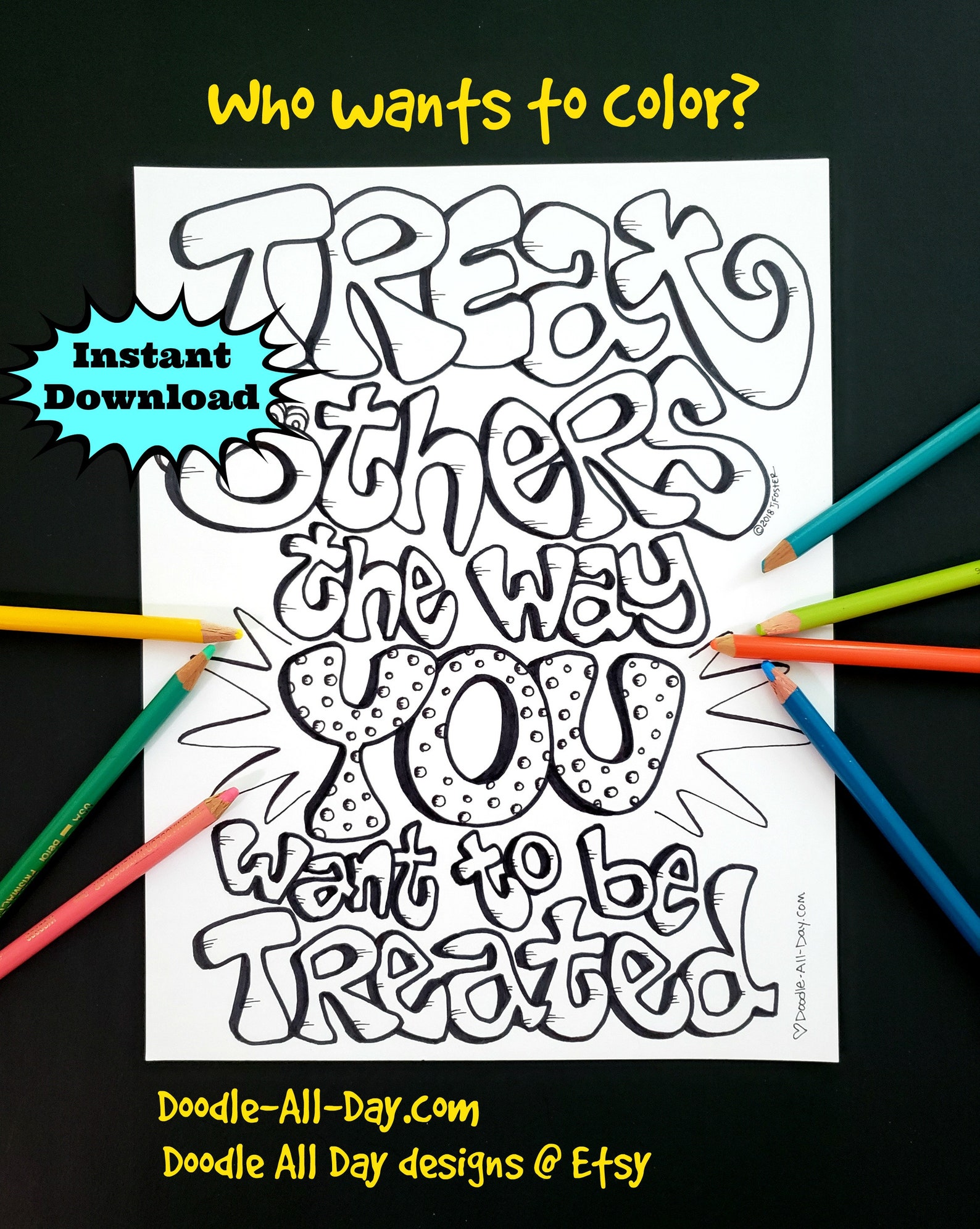 Treat Others the Way YOU Want to Be Treated B&w Printable - Etsy