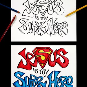 Jesus is My Super Hero Coloring Page, Coloring Sheet, Digital Download ...