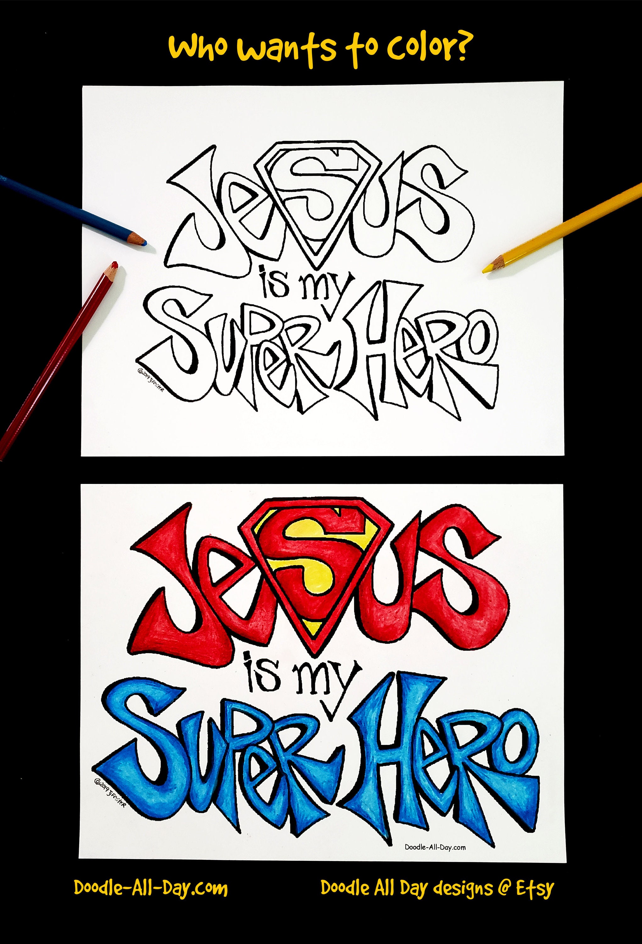 Jesus is My Super Hero Coloring Page, Coloring Sheet, Digital Download ...