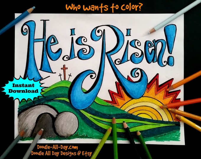 Easter Coloring Page Hand-illustrated Design Printable DIY Easter Decor ...