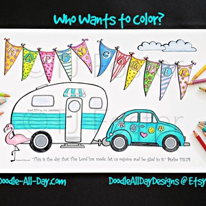 Happy Camper Coloring Page, Camping Coloring Printable, Summer Coloring ...