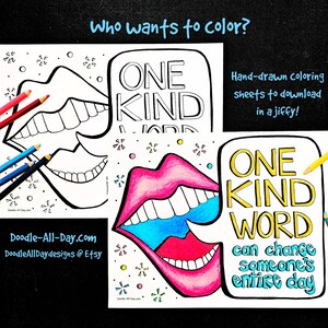 One KIND Word - Coloring Sheet - Etsy