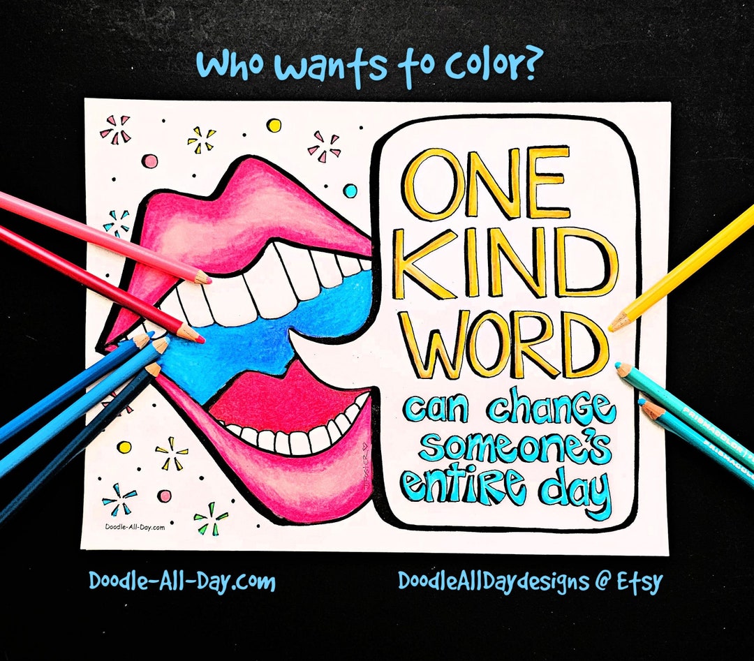 One KIND Word - Coloring Sheet - Etsy