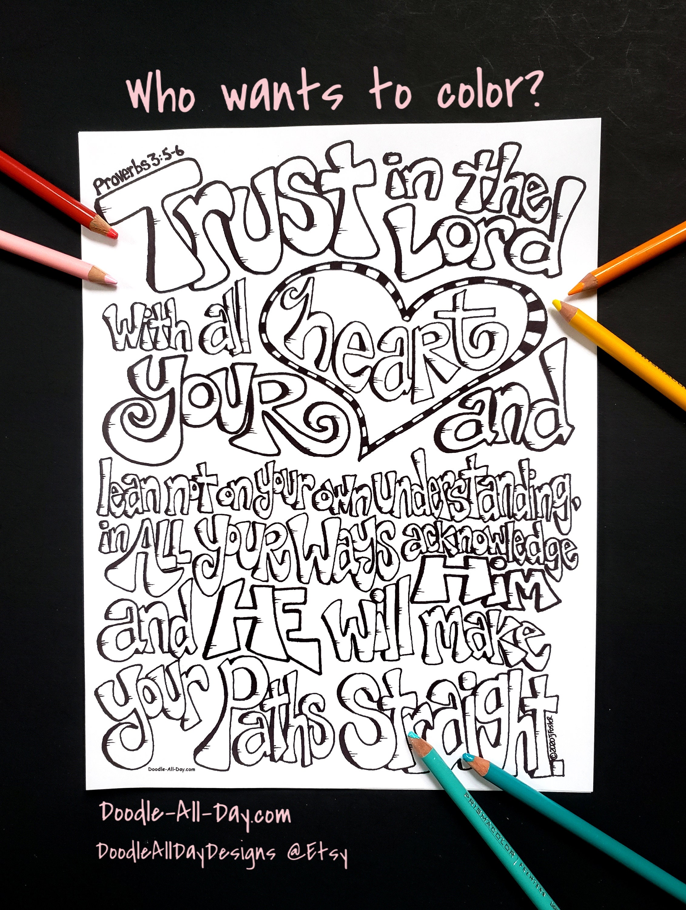 Trust in the Lord With All Your Heart Coloring Page, Coloring Download ...