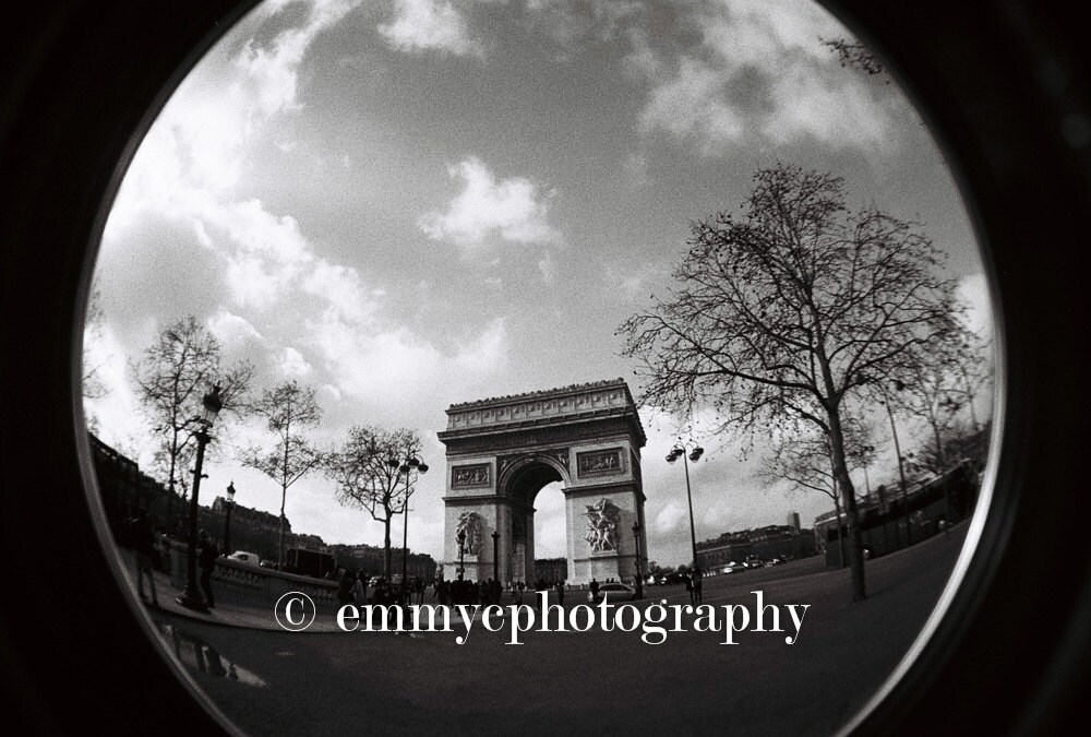 Paris Arc De Triomphe Fisheye Photo Print Black and White 6 X 4 ...
