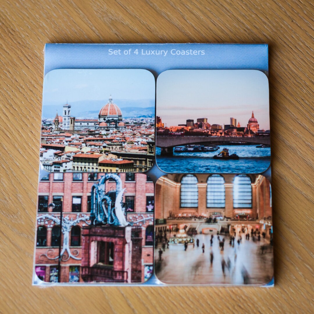 Drinks Coasters - Set of 4 - Travel Photography - Manchester, Florence ...