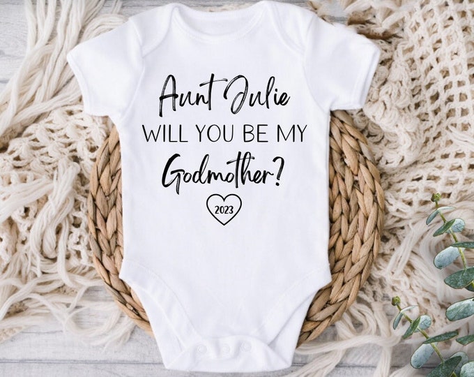 Will You Be My Godmother? Onesie® - Godparents Bodysuit - Godmother Proposal Onesie® - Aunt ...