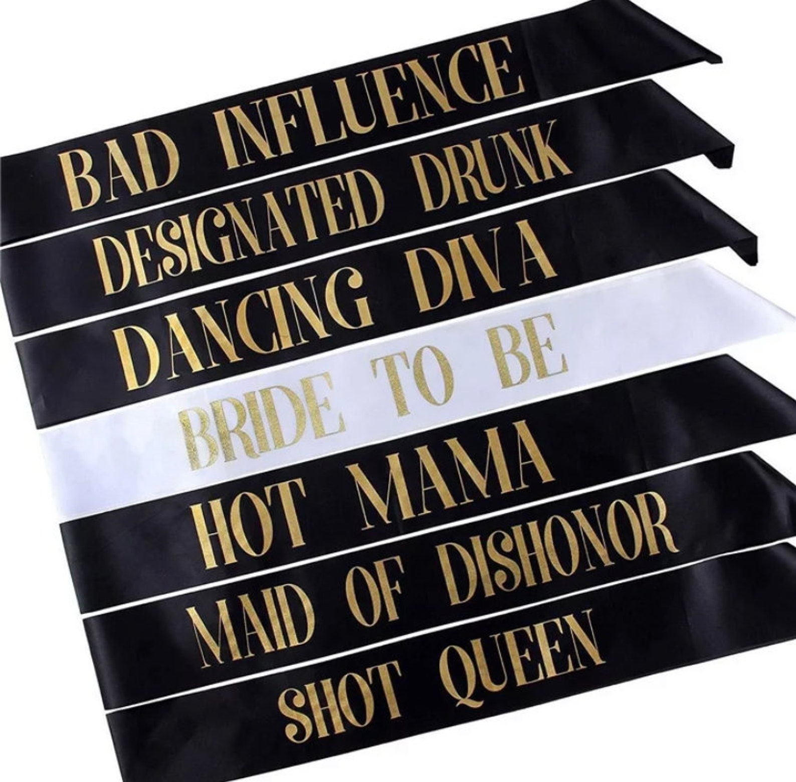 12 Piece Bridal Sash Set Bride to Be / Bridesmaids Sashes - Etsy