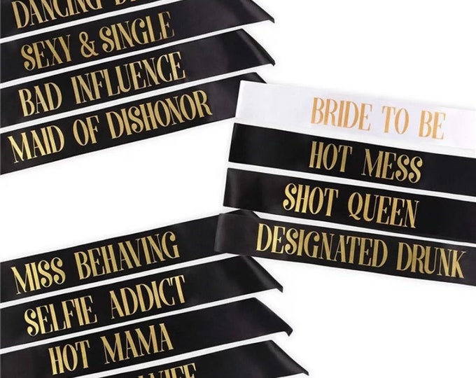 12 Piece Bridal Sash Set Bride to Be / Bridesmaids Sashes - Etsy