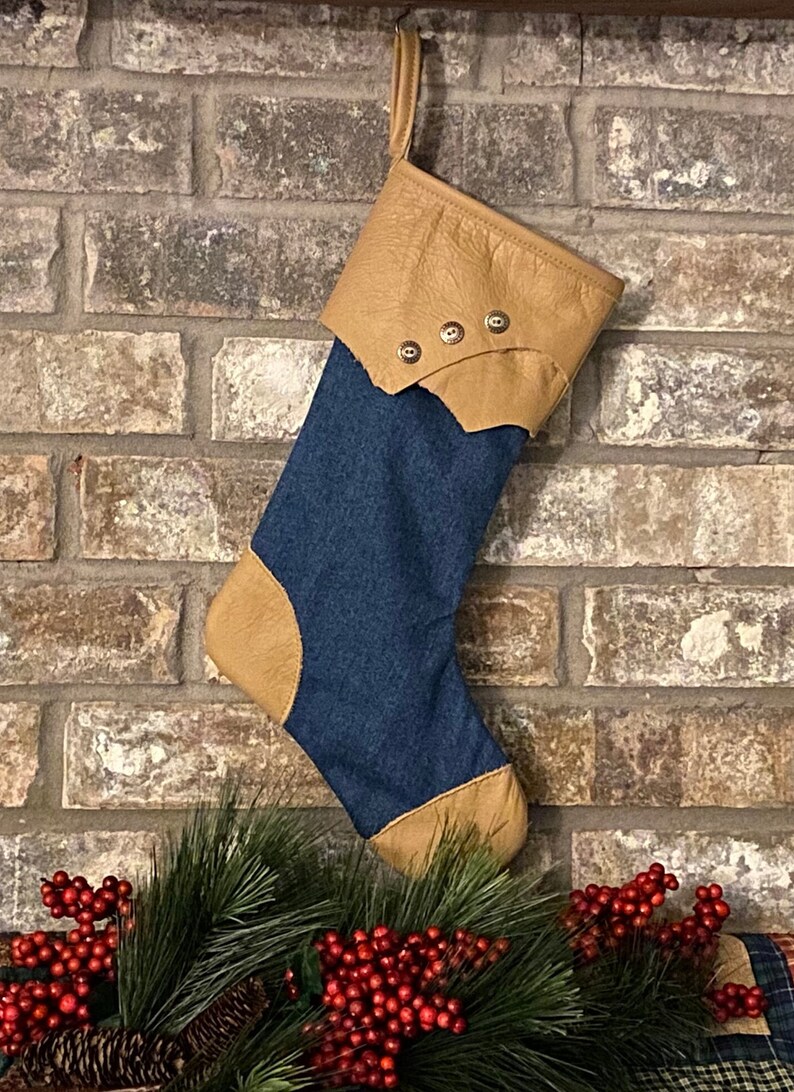 16 CHRISTMAS Stockinghandcrafteddenimleather Trim - Etsy