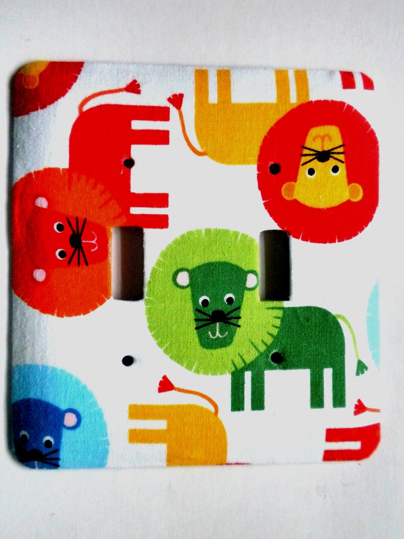 HAPPY LIONS Print Double Light Switch Plate Switchplate - Etsy