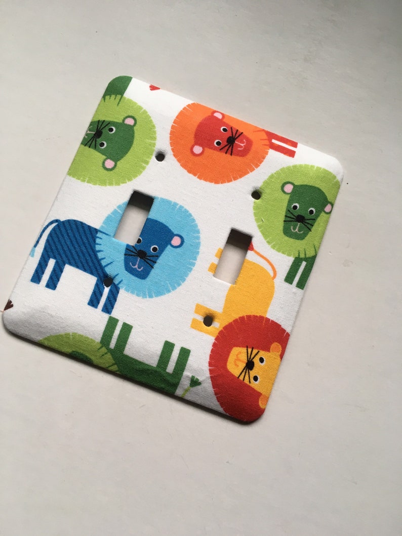 HAPPY LIONS Print Double Light Switch Plate Switchplate - Etsy