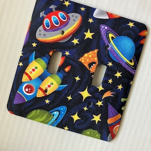 Space Travel Double Light Switch Plate - Etsy