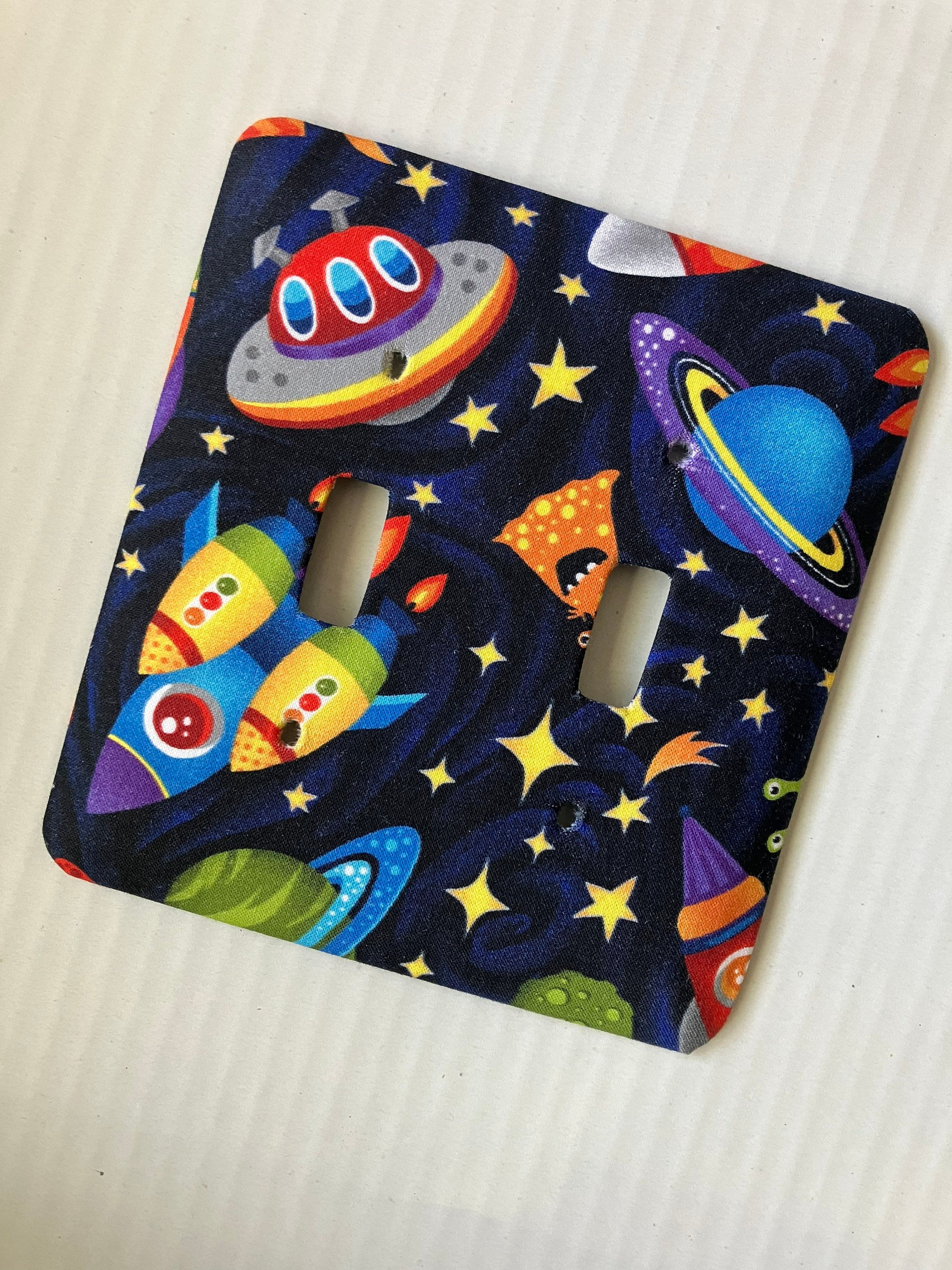 Space Travel Double Light Switch Plate - Etsy
