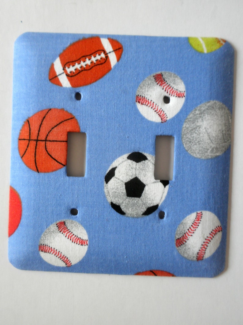 Wall Decor Double Light Switch Plate Switchplate in Baseball Football ...