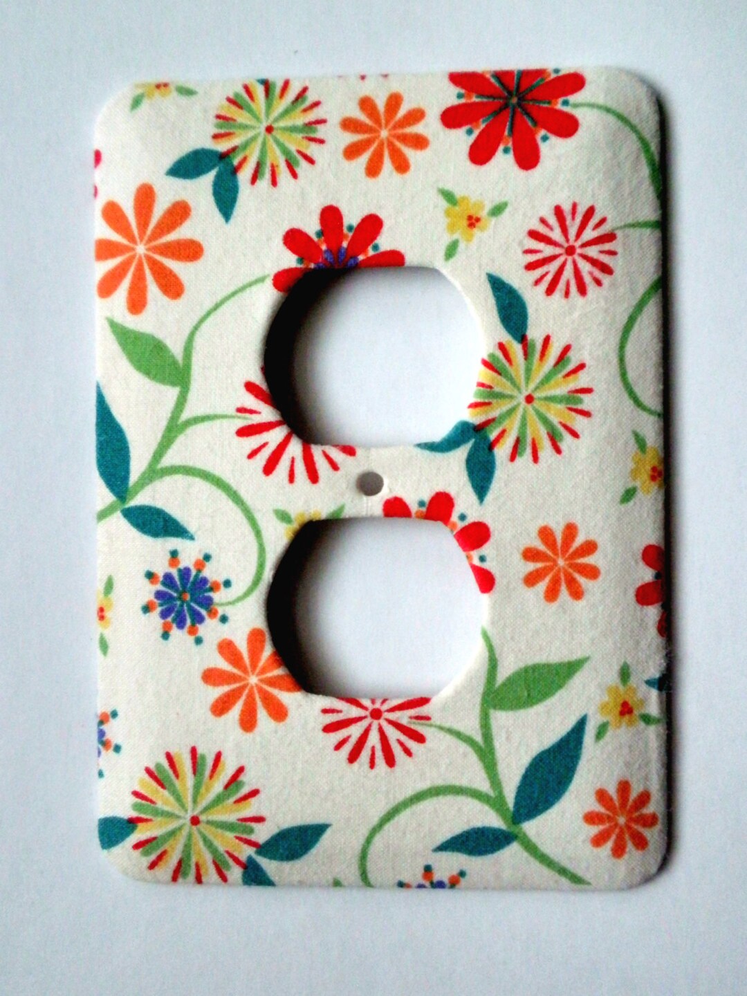Wall Decor Floral Print Outlet Cover With Ecru Background - Etsy