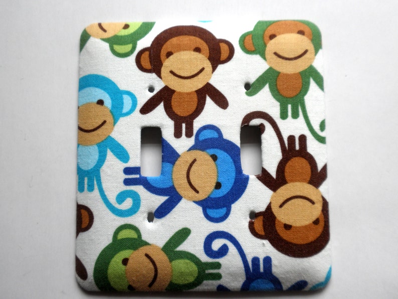 Decorative Nursery Double Switch Plate Switchplate in Monkey Print - Etsy