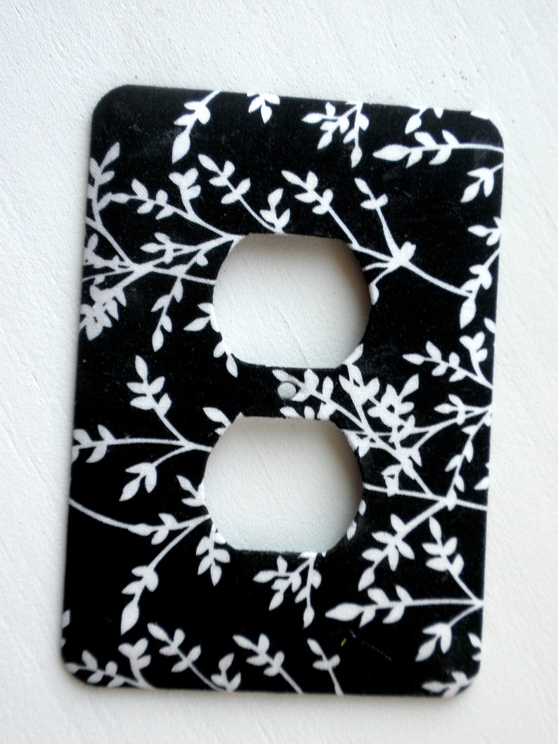 BLACK and WHITE LEAF Print Outlet Cover - Etsy