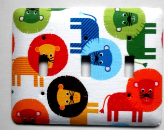 HAPPY LIONS Print Double Light Switch Plate Switchplate - Etsy
